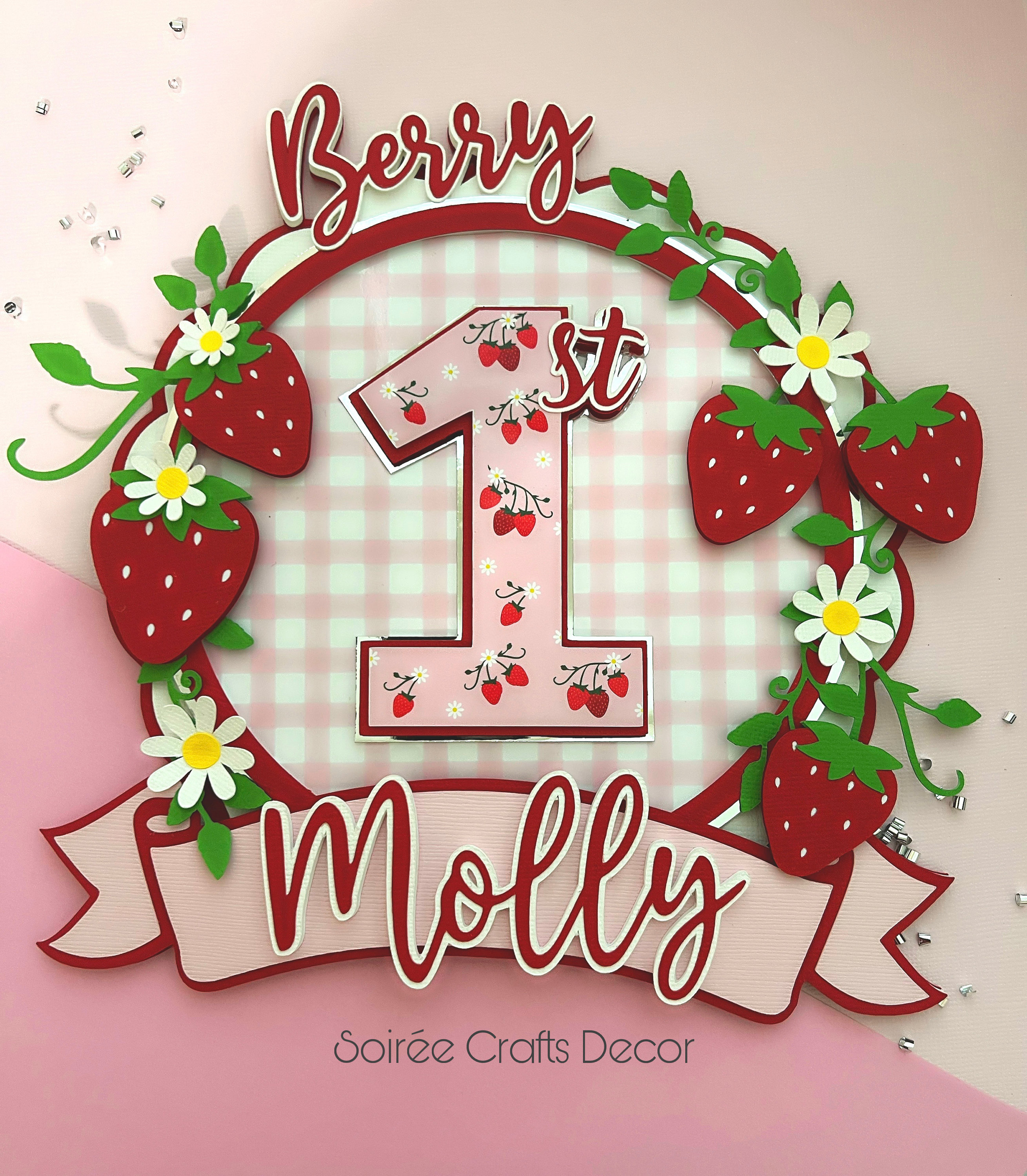 Berry First Birthday Cake Topper, Strawberry Party Decor, Daisy and ...