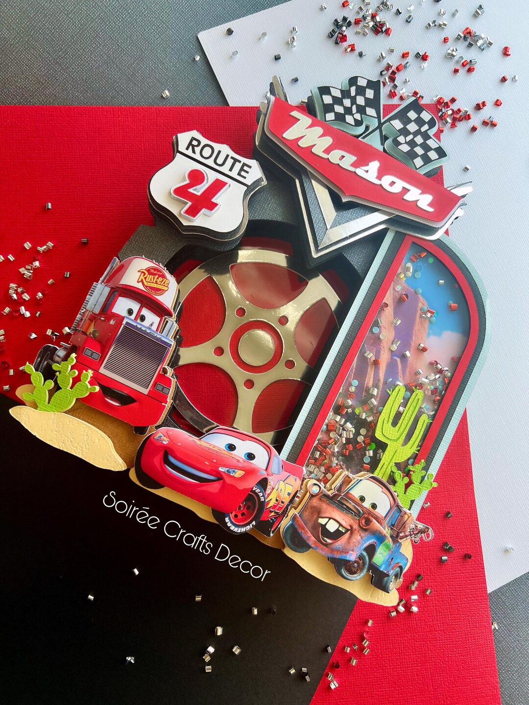 CARS Cake Topper W/confetti and LED Lights 3D Topper Lightning Mcqueen ...