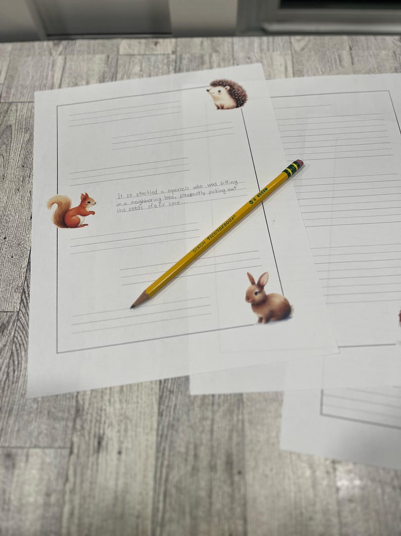 Woodland Animals Writing Paper: Lined Notebook Pages (digital Download ...