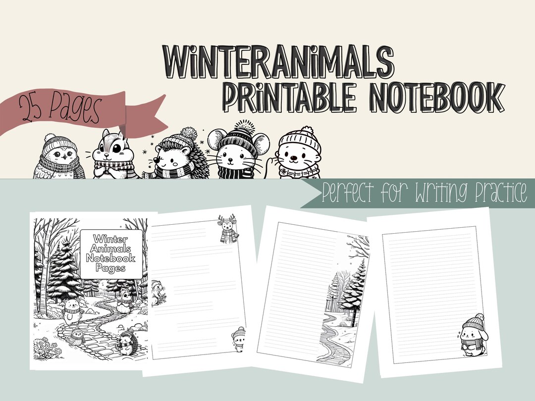 Winter Animals Printable Notebook: the Perfect Writing Paper for the ...