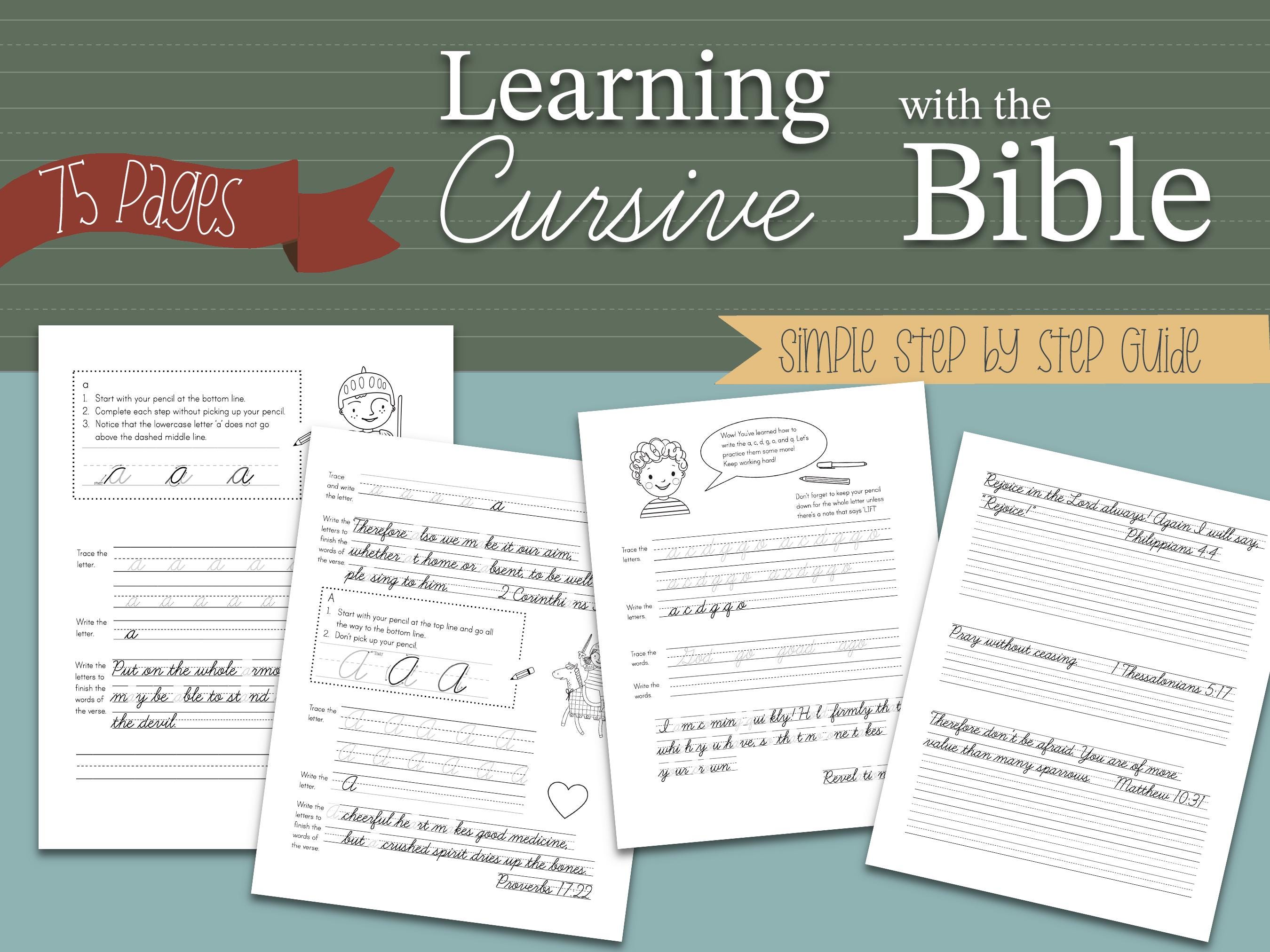 Learning Cursive With the Bible Handwriting Printable - Etsy