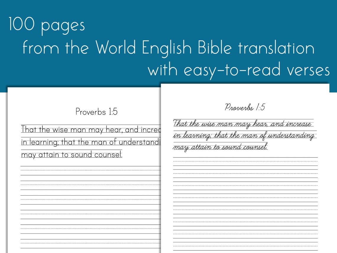 Proverbs Printable Copywork in Print + Cursive From WEB Translation - Etsy