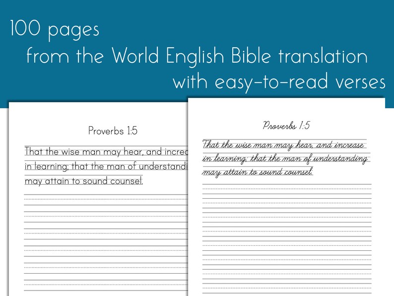 Proverbs Printable Copywork in Print + Cursive From WEB Translation - Etsy