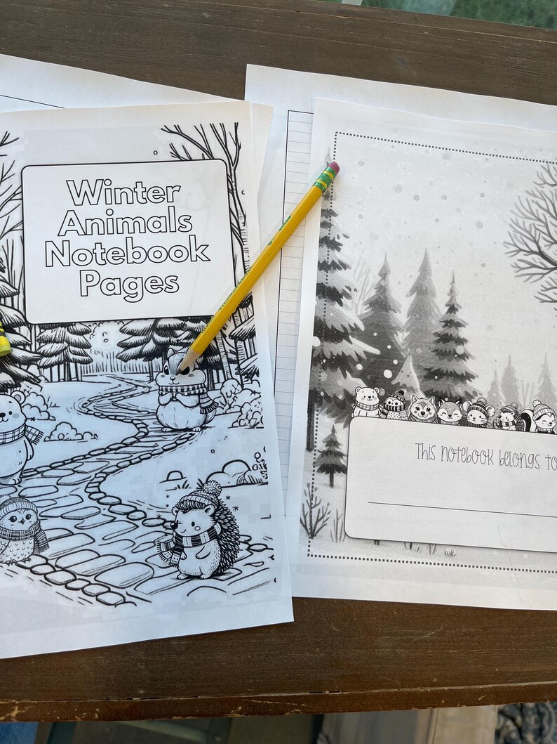 Winter Animals Writing Paper: Printable Lined Notebook Pages (PDF) - Etsy