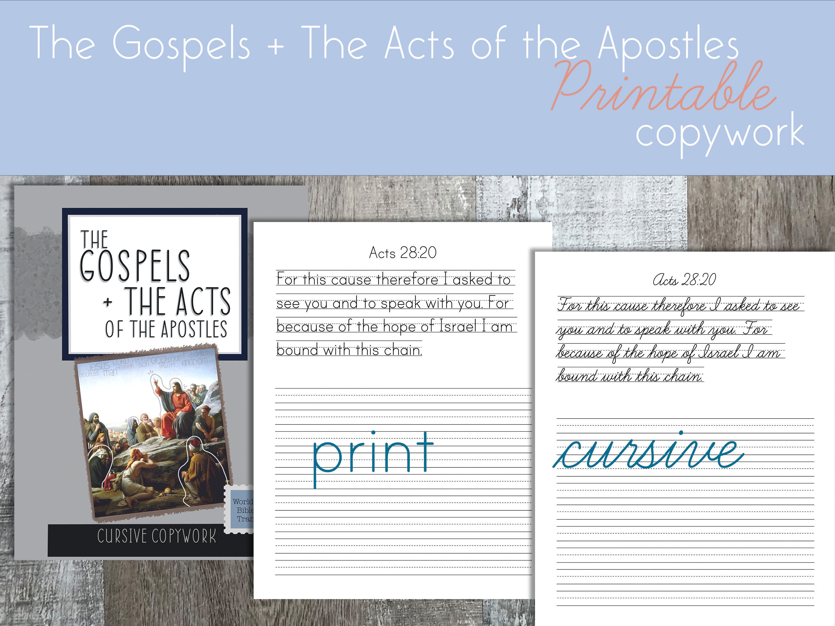 The Gospels + the Acts Printable Copywork in Cursive + Print - Etsy