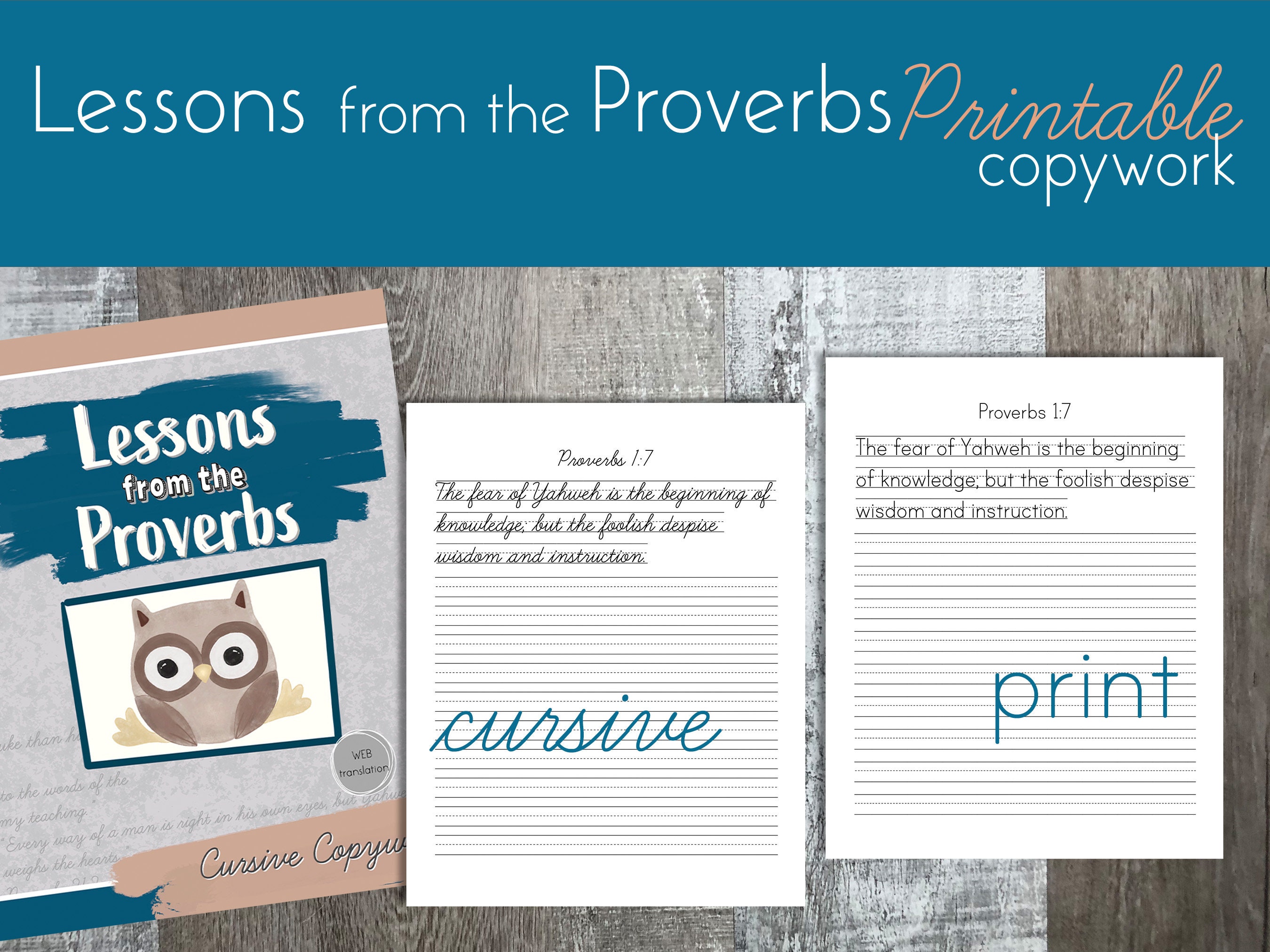 Proverbs Printable Copywork in Print + Cursive From WEB Translation - Etsy