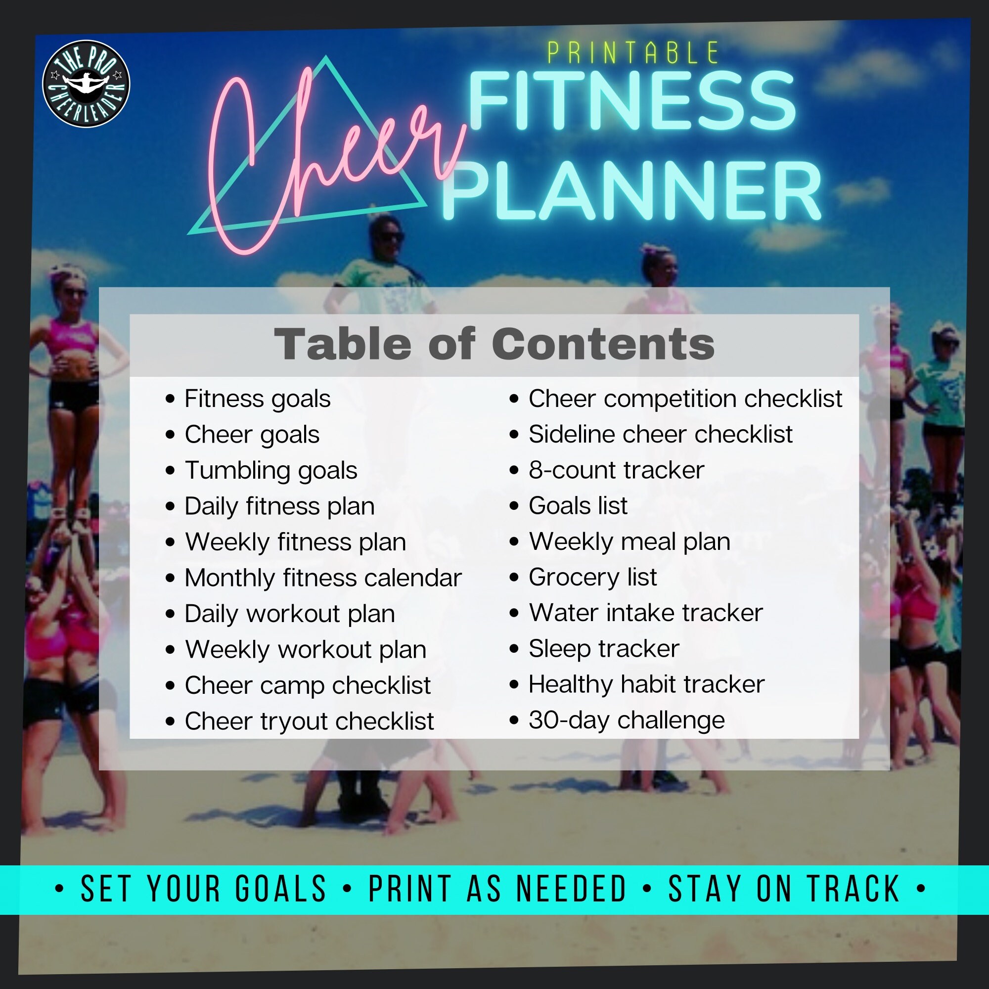 Cheerleading Printable Cheer Fitness Planer Workout Log - Etsy.de