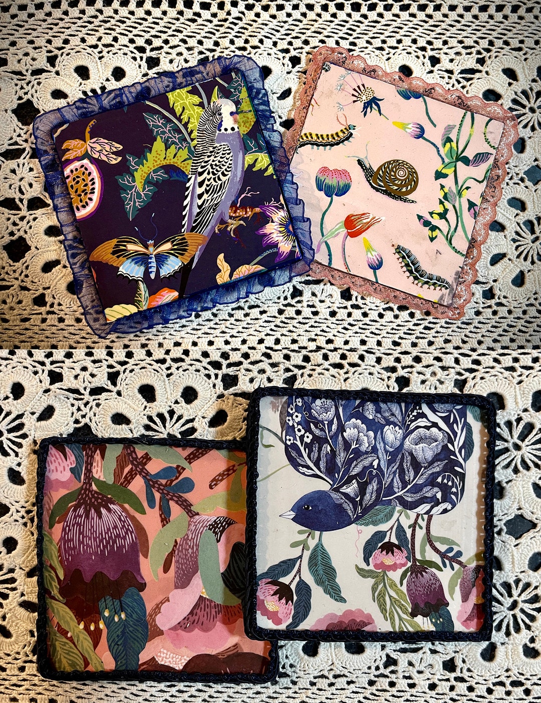 Bespoke Letterpress Decoupaged Coasters. Comes in Square or Round Shape ...