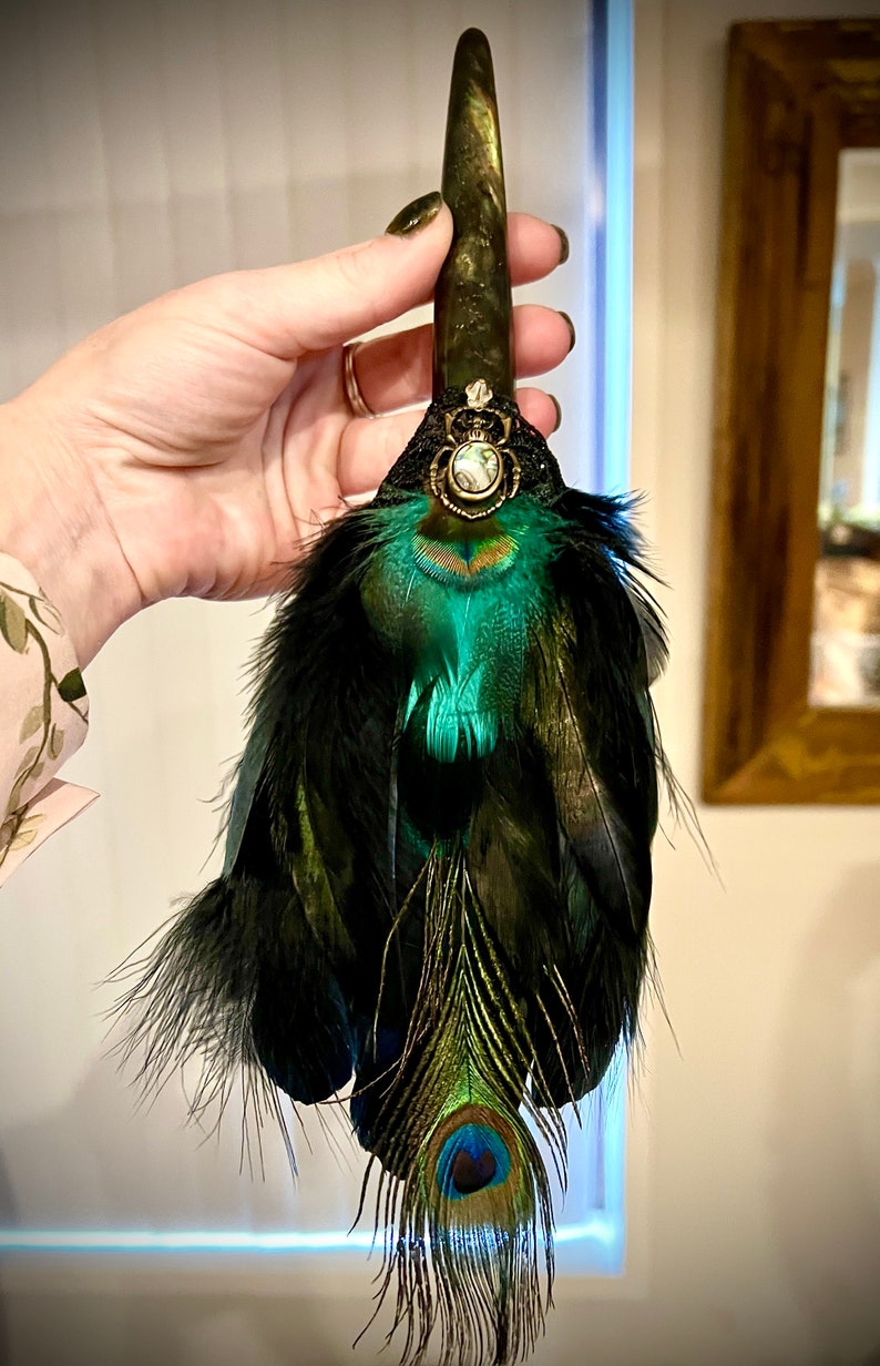 Rare Feather Smudging Fan Magic Wand Labradorite Smudge - Etsy