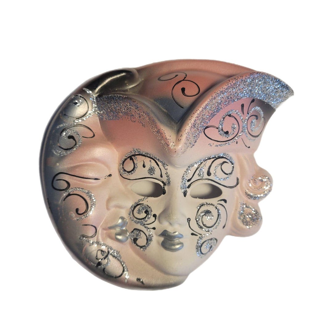Venetian Wall Mask Face and Moon Ceramic Ornament Hand Made in Italy 5. ...