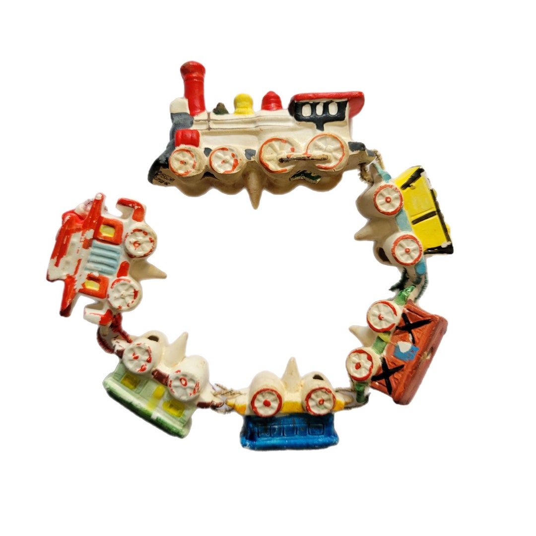 Birthday Candle Train Cake Topper Hand Painted Ceramic Made in Japan ...