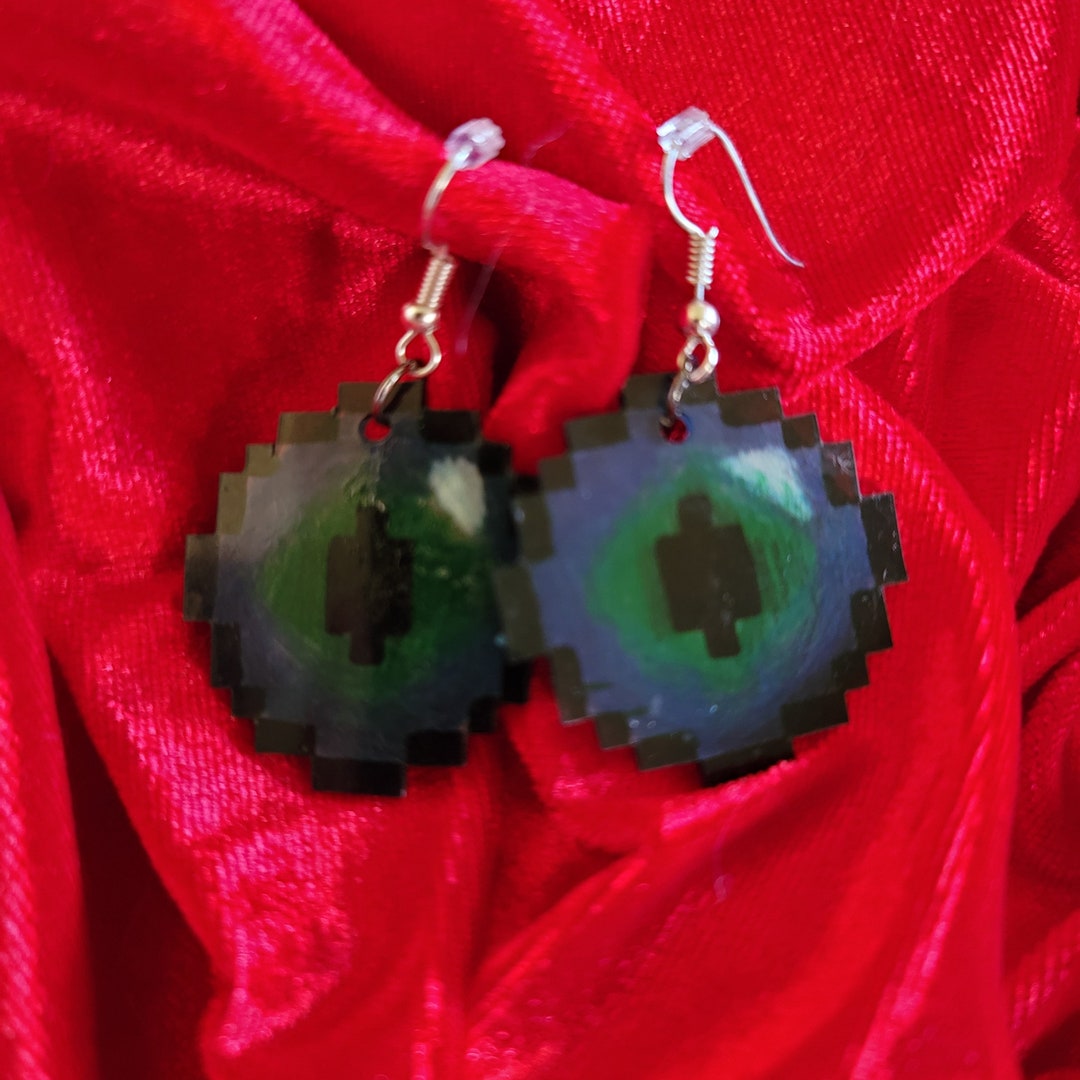 Minecraft Eye of Ender Earrings, Pixel Eye Earrings - Etsy