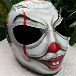 Custom Motorcyle Helmet Airbrush Mad Killer Scary Clown IT (DOT and ECE ...