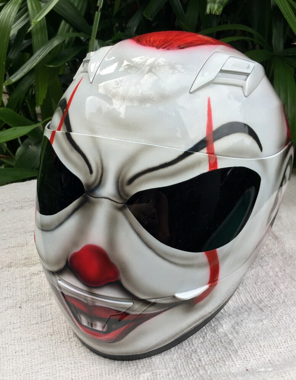 Custom Motorcyle Helmet Airbrush Mad Killer Scary Clown IT (DOT and ECE ...