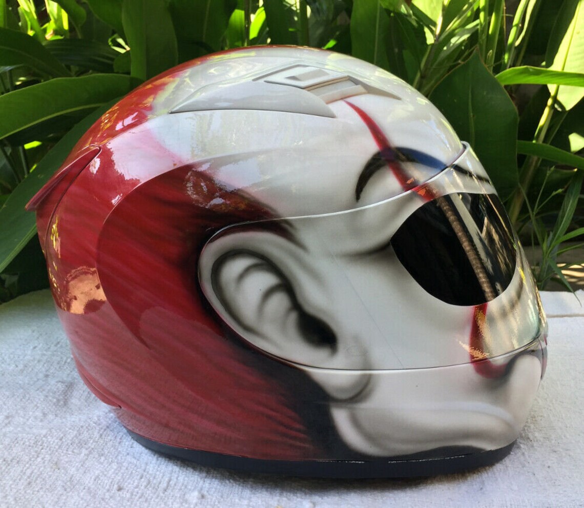 Custom Motorcyle Helmet Airbrush Mad Sadistic Killer Scary Clown ...