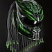 New Custom Predator Motorcycle Helmet Green Fire (DOT and ECE Approved ...