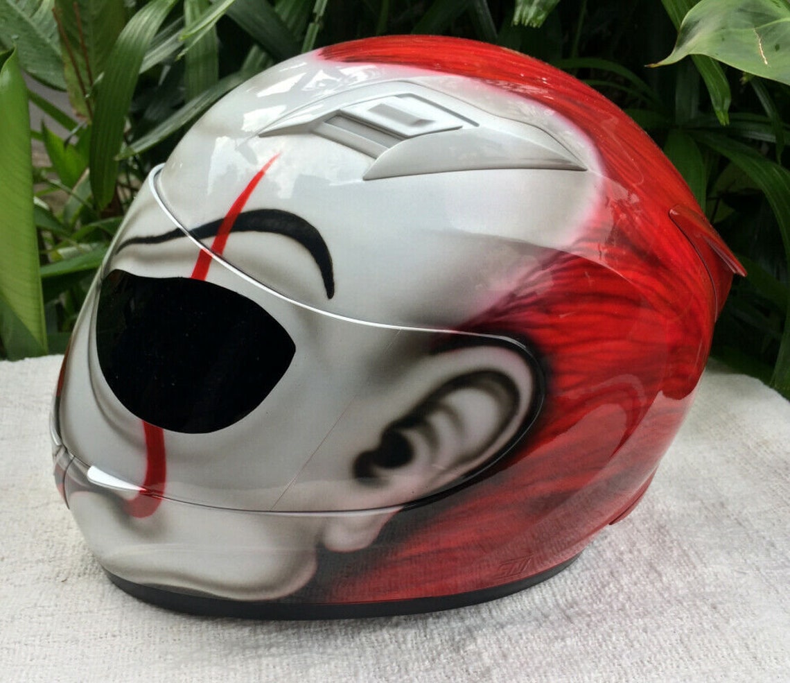 Custom Motorcyle Helmet Airbrush Mad Killer Scary Clown IT (DOT and ECE ...