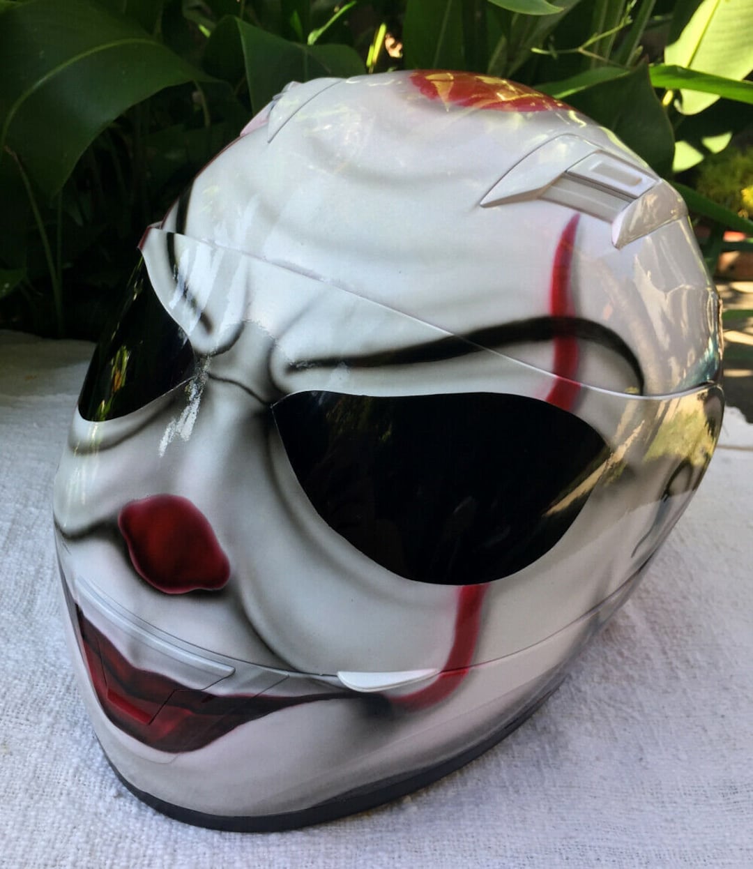 Custom Motorcyle Helmet Airbrush Mad Sadistic Killer Scary Clown ...