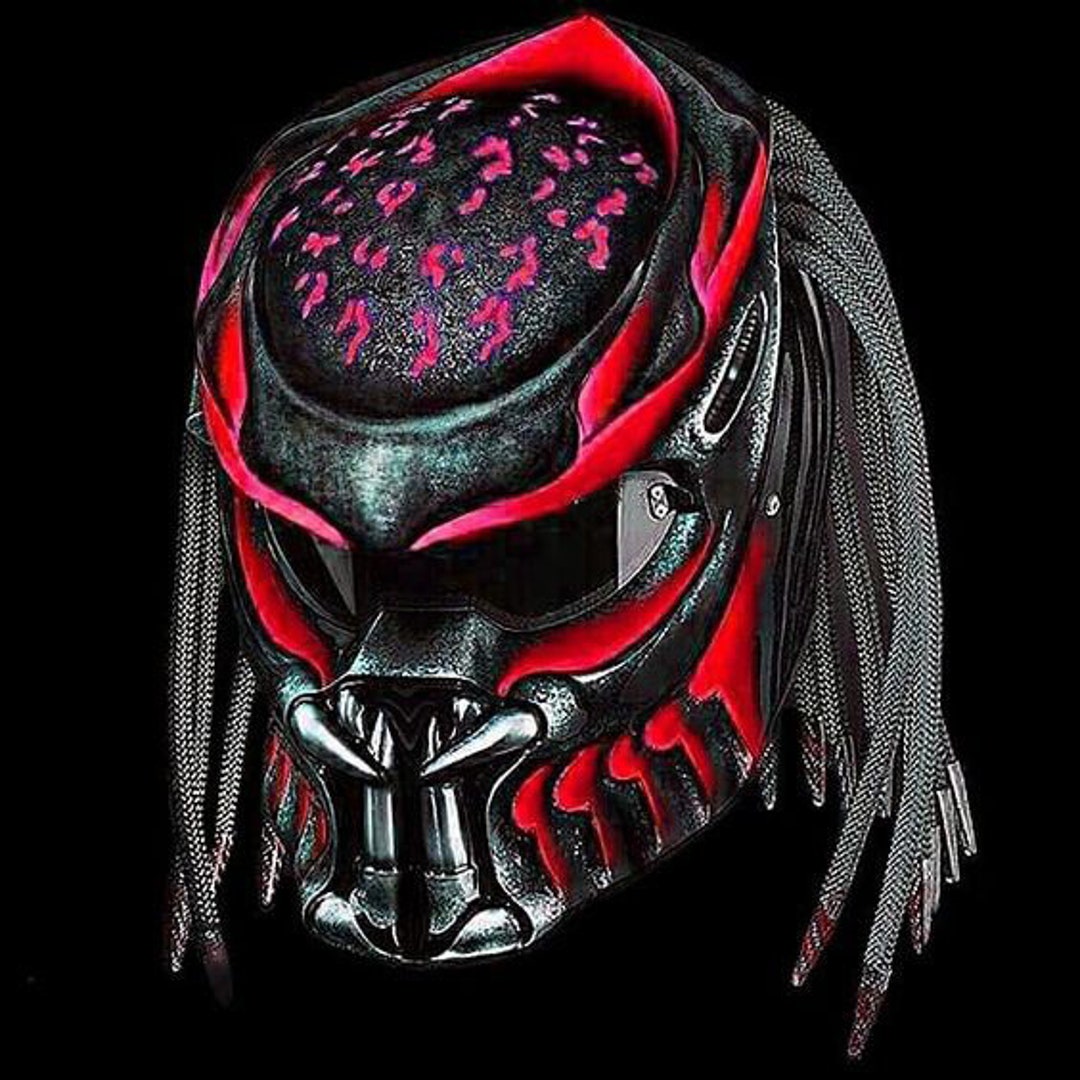 Great Custom Predator Motorcycle Helmet Red Water (DOT and ECE Approved ...