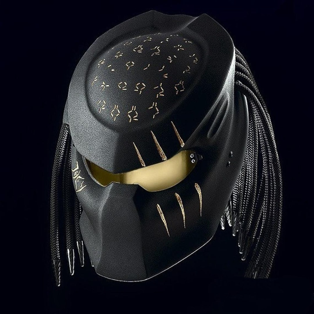 Custom Predator Motorcycle Helmet Golden Crack (DOT and ECE Approved ...