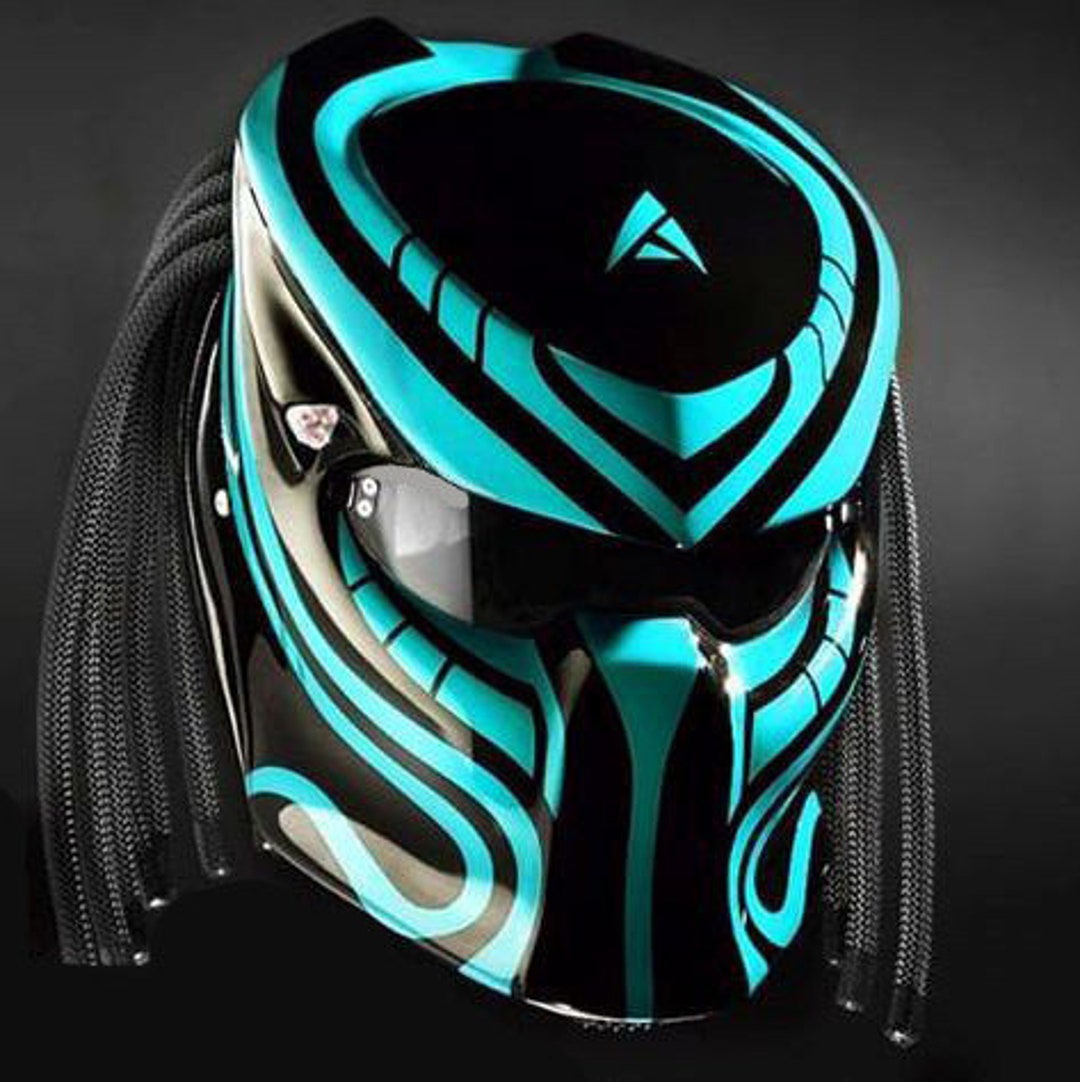 The Predator Motorcycle Helmet Light Blue Line Graphic DOT and ECE Approved Etsy UK