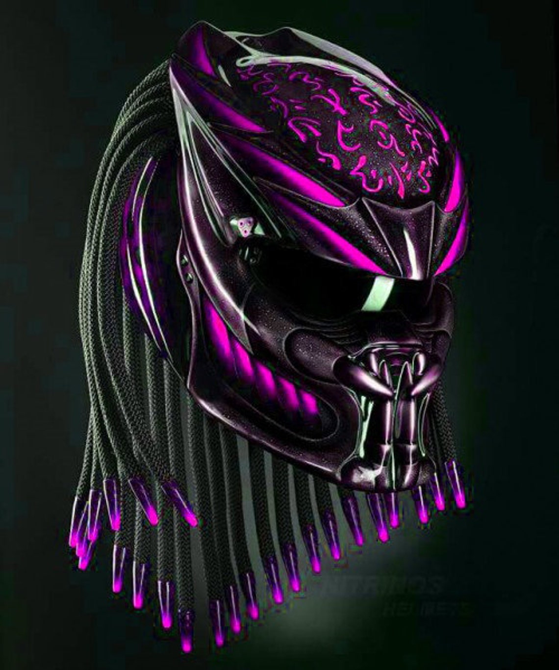 New Custom Predator Motorcycle Helmet Pink Fire (DOT and ECE Approved ...