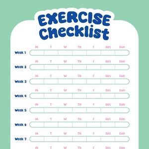 Printable Daily Exercise Checklist bubbly Collection - Etsy