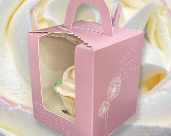 5 Pink Candy Stripe Cupcake Boxes With Window Pink-for Favors or ...