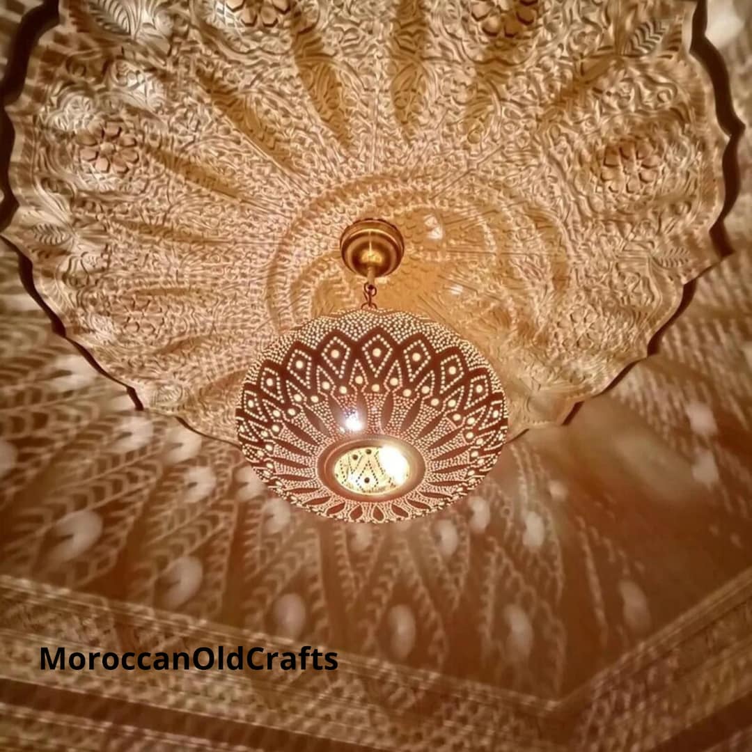Moroccan Brass Ceiling Pendant Lamp chandelier Lighting - Etsy