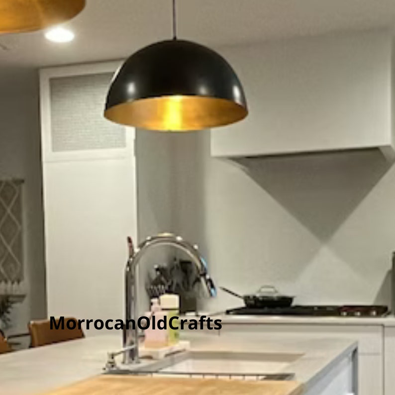 Set of 2,dome Kitchen Island Dining Room Pendant Light Fixture dome Brass Hanging , Shade ...