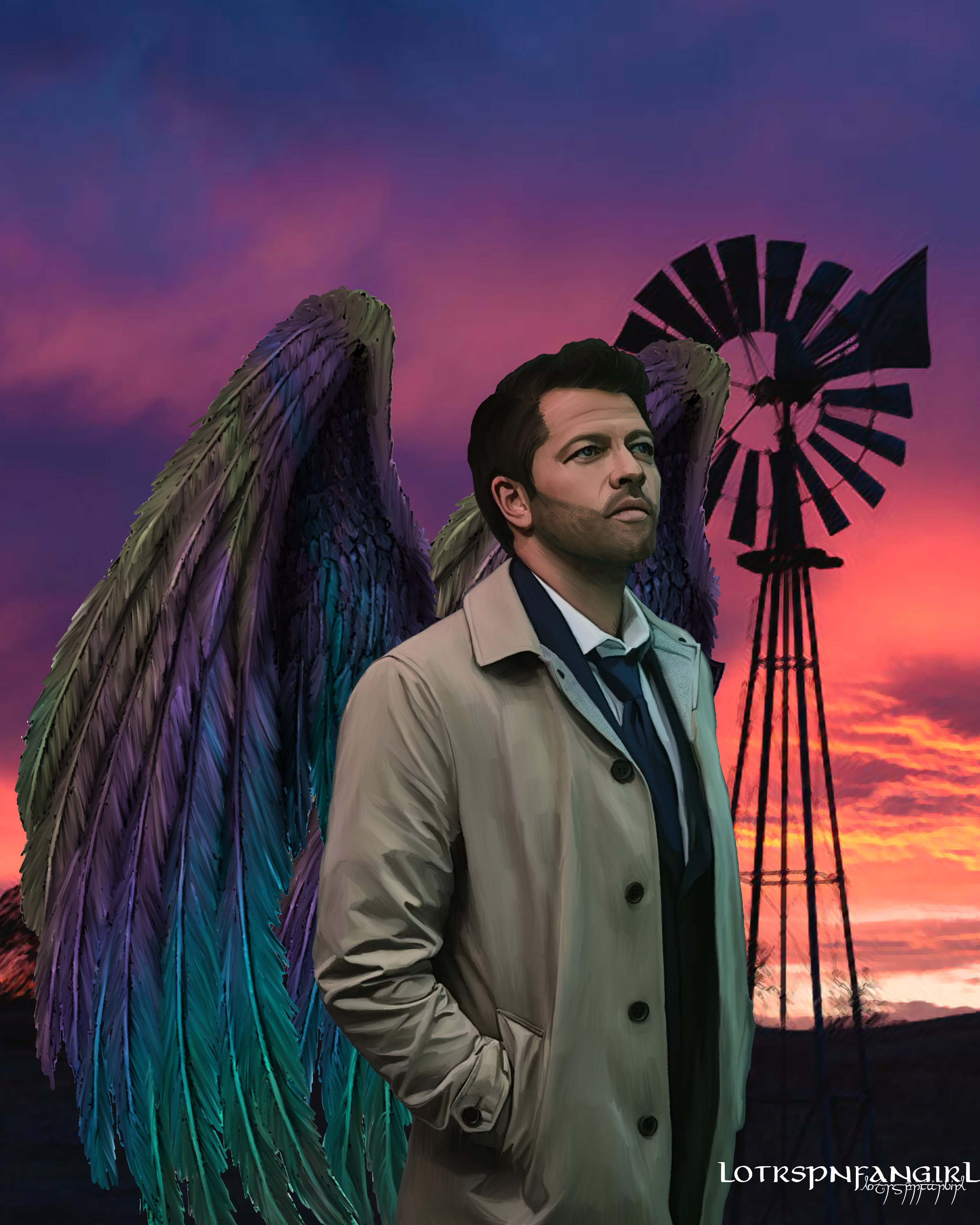 Supernatural Castiel With Wings Wallpaper