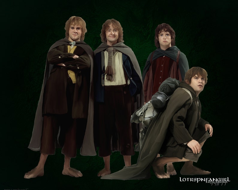 The Four Hobbits - STICKER & PRINT - Etsy