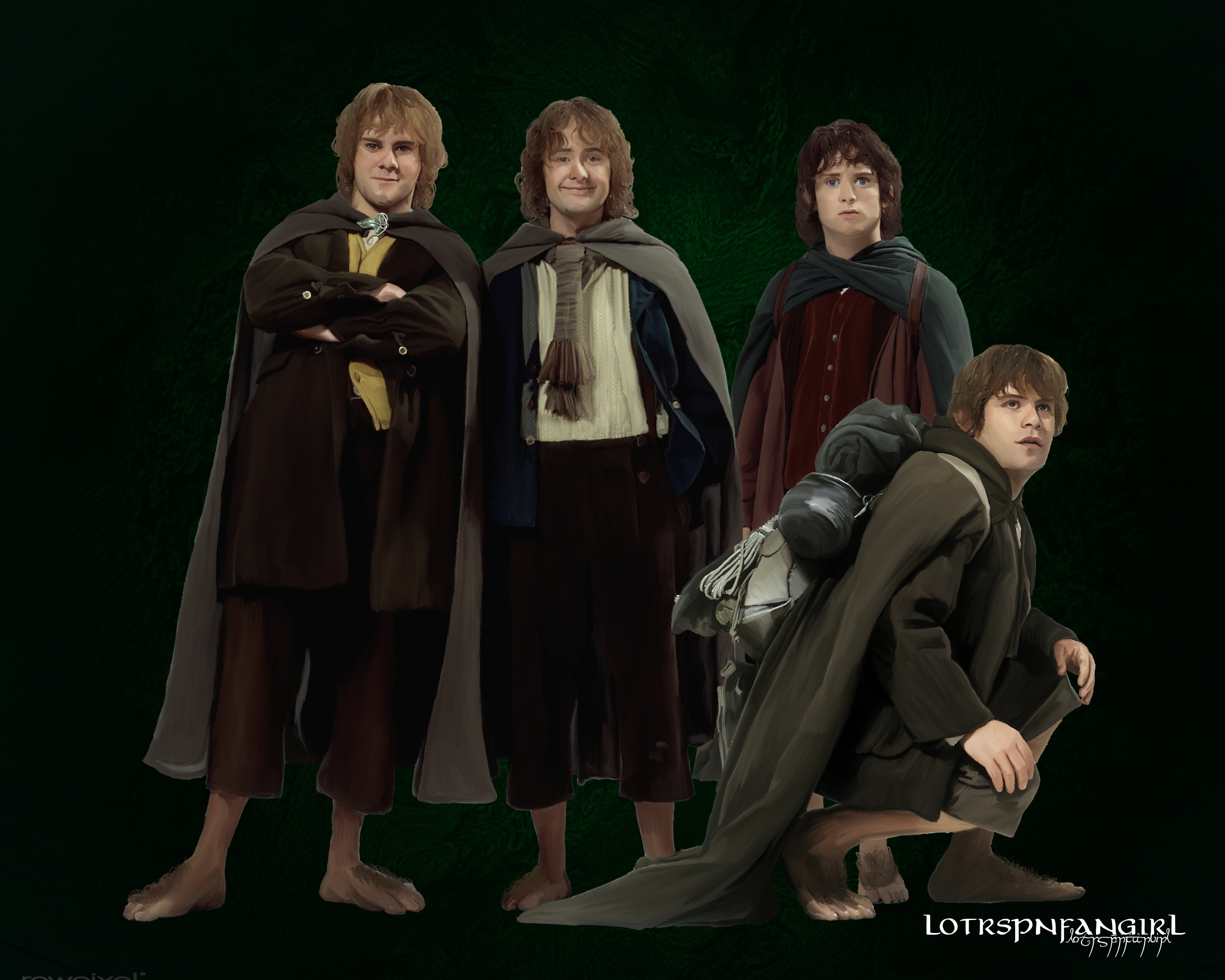 The Four Hobbits - STICKER & PRINT - Etsy