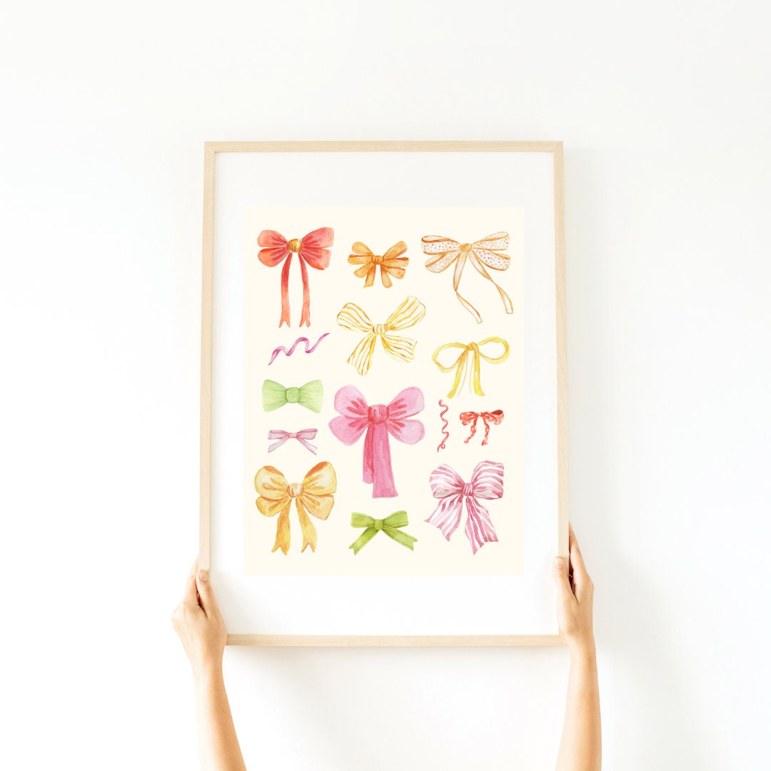 Trendy Pink Bow Wall Art, Preppy Poster, College Apartment Decor ...