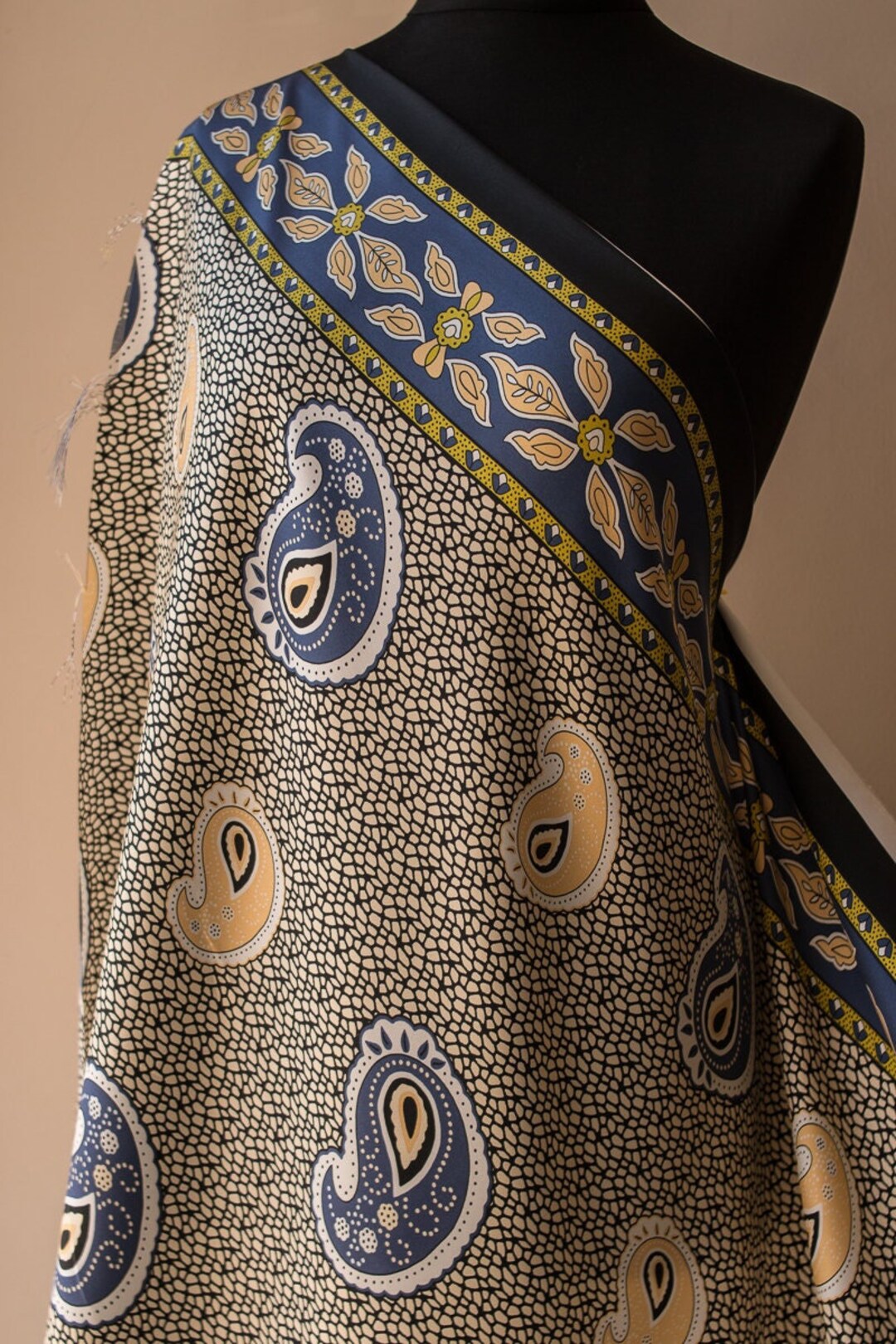 Silk 100% Crepe With Paisley Italy - Etsy