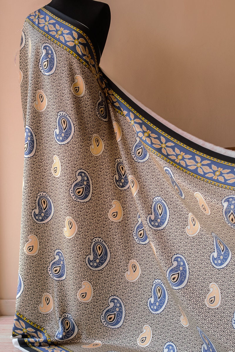 Silk 100% Crepe With Paisley Italy - Etsy