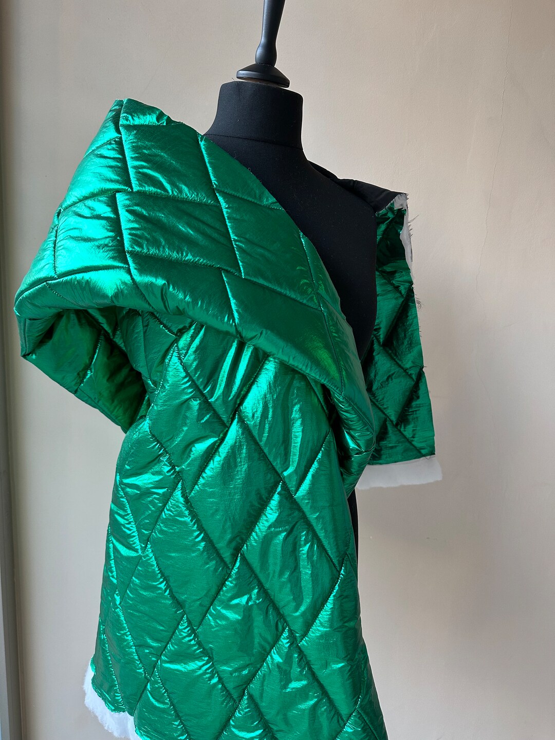 Quilted Green Fabric With Natural Lining - Etsy