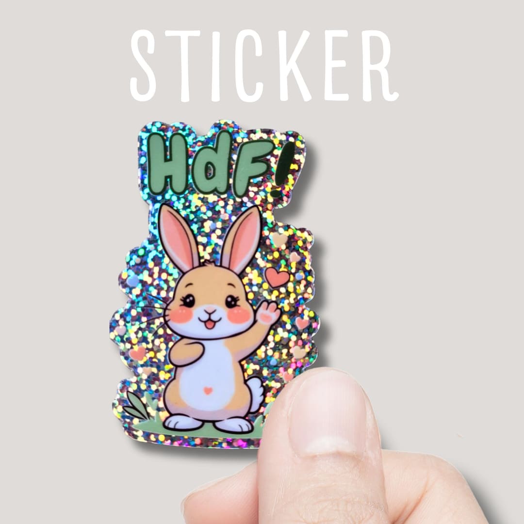 Hdf Sticker Glitter – Cheeky Hologram Bunny, Funny Saying, Cute Middle ...