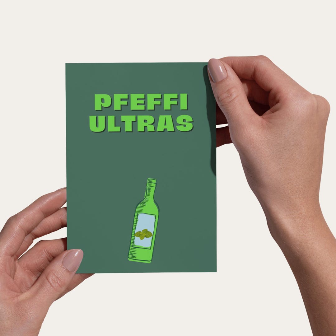 Give a Funny Pfeffi Ultras Card as a Gift for Peppermint Liqueur Fans ...