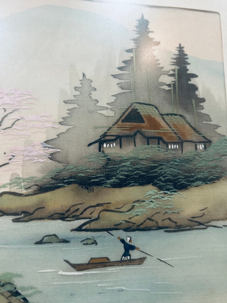 Vintage Japanese Hand Painted Watercolor on Silk 1981 Art - Etsy