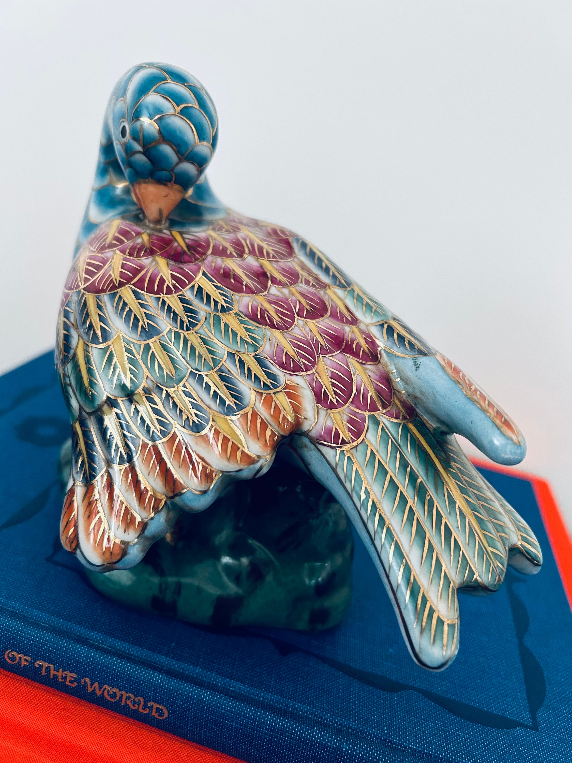 Vintage Chinoiserie Bird Sculpture Figure Handpainted - Etsy