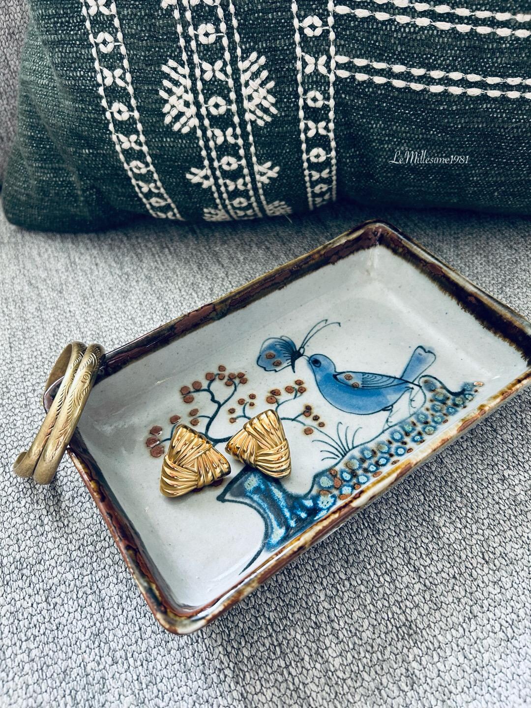 Ken Edwards Rectangle Tray Mexican Pottery Blue Bird | Hand-painted ...