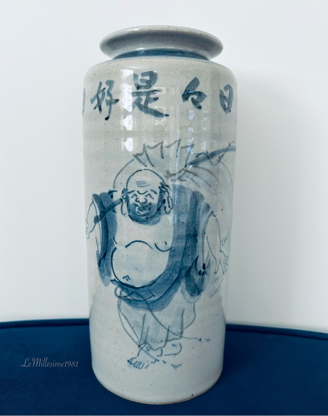 Vintage Tall Chinese Good Luck Buddha Vase - Etsy