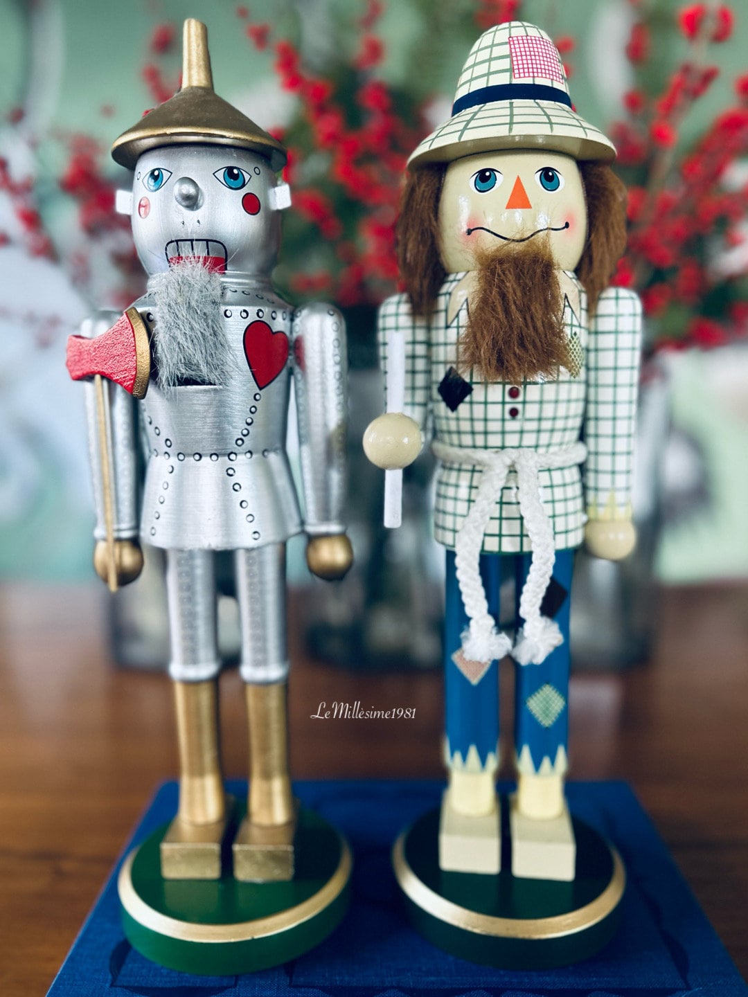 Set of 2 Vintage 14 the Tinman and the Scarecrow the Wizard of Oz Wooden Nutcracker Macys ...