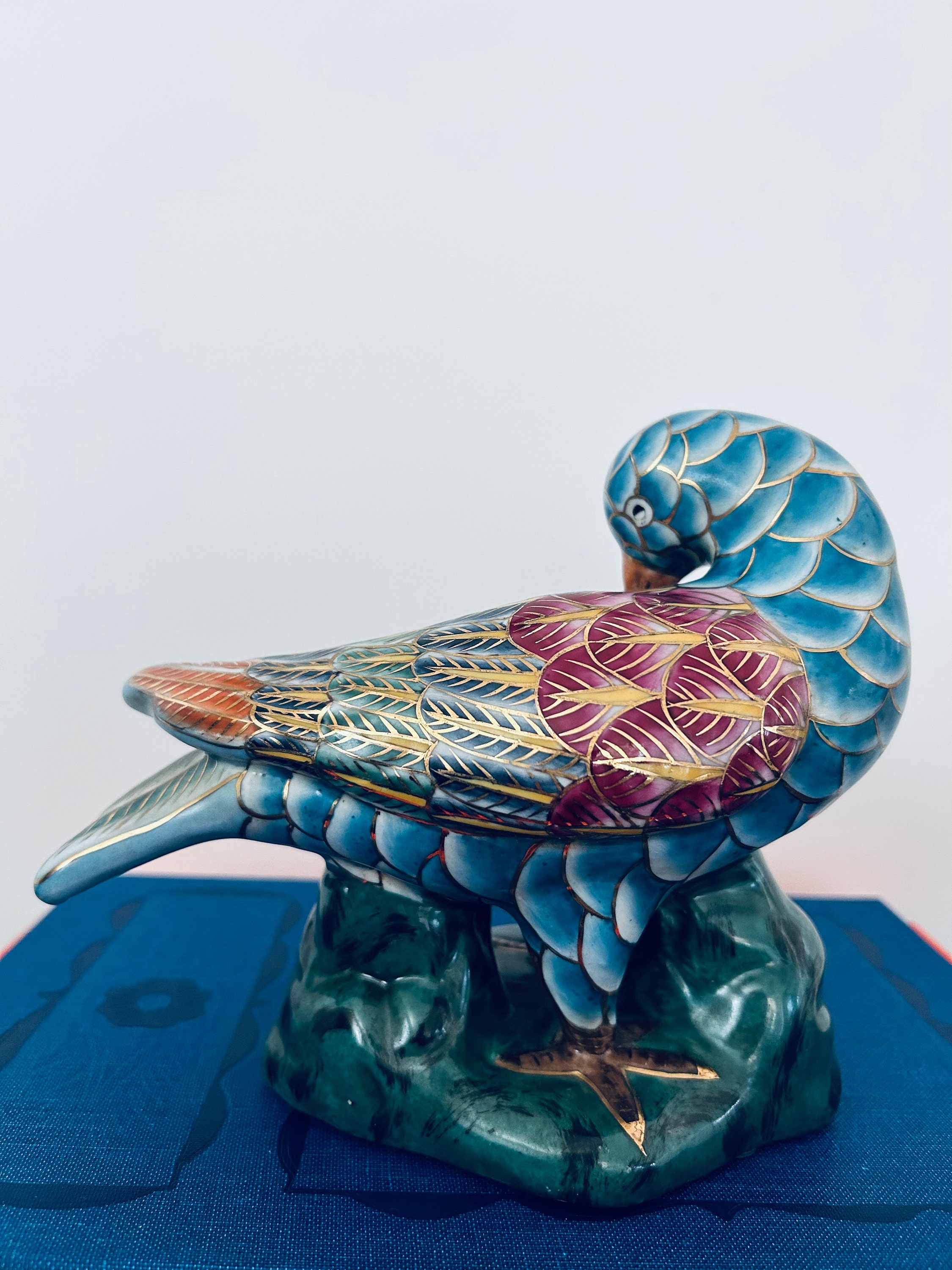 Vintage Chinoiserie Bird Sculpture Figure Handpainted - Etsy