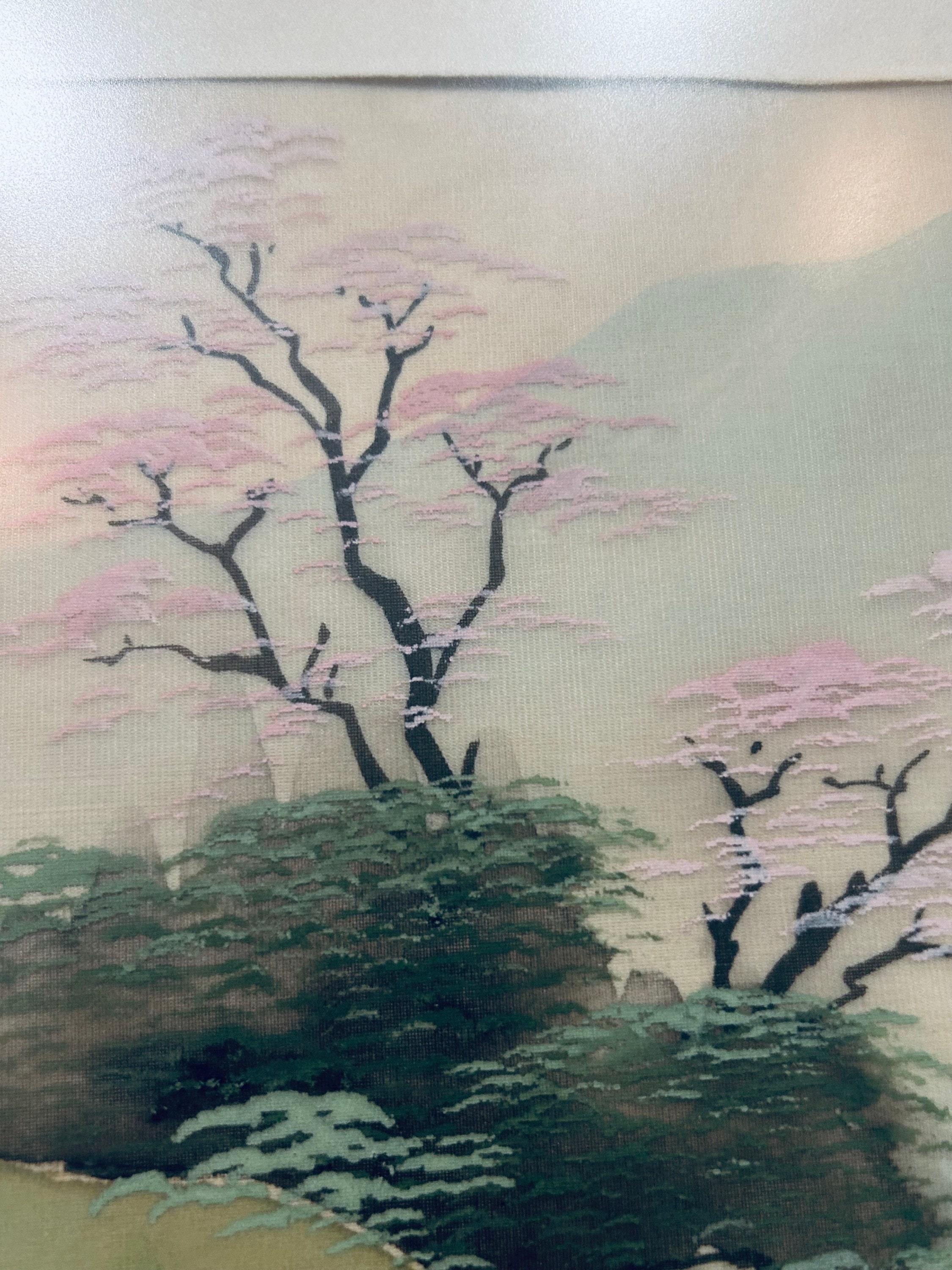 Vintage Japanese Hand Painted Watercolor on Silk 1981 Art - Etsy