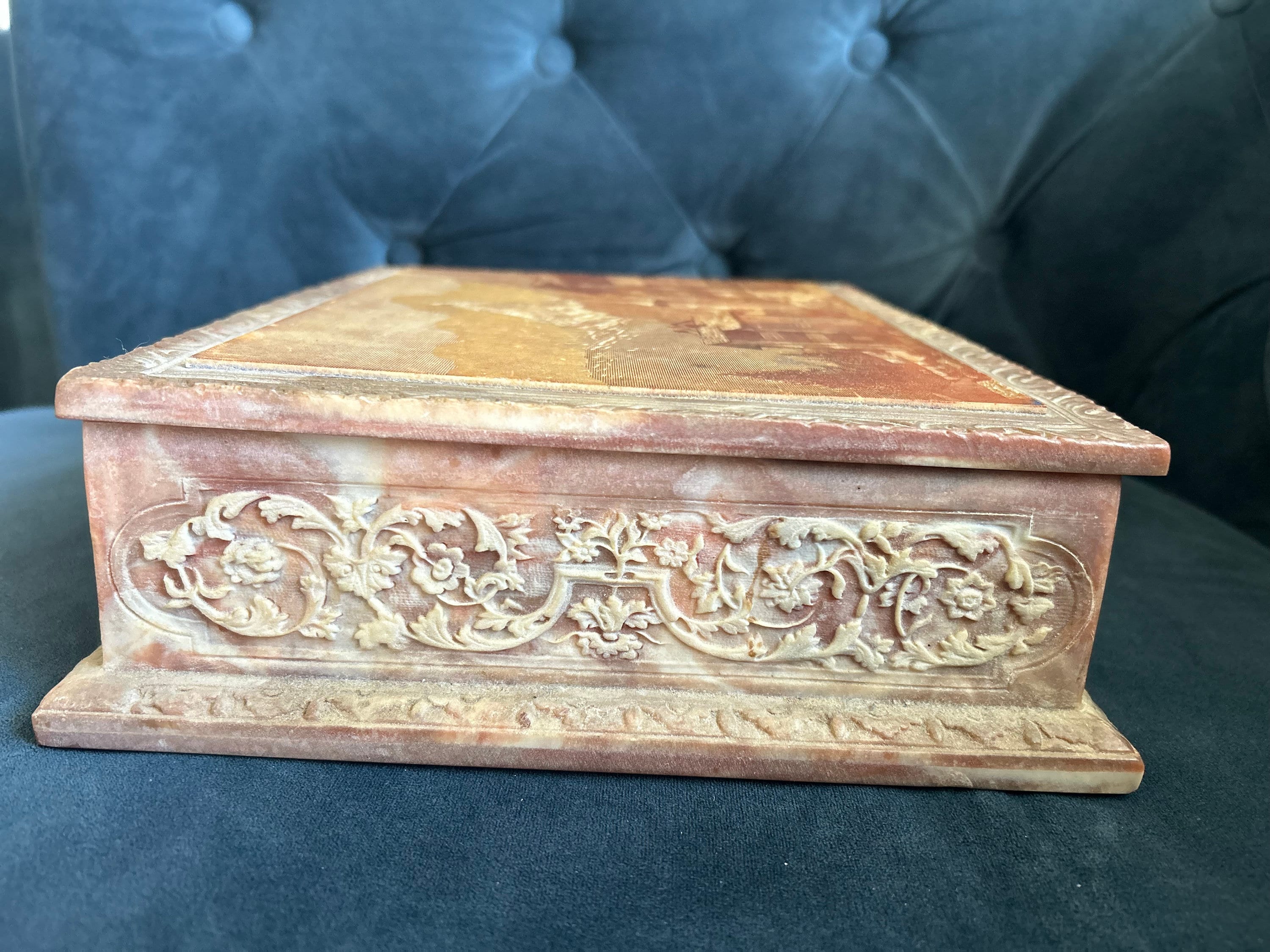 Large Vintage Incolay Stone Box With a Detailed Scenery of Zermatt and ...