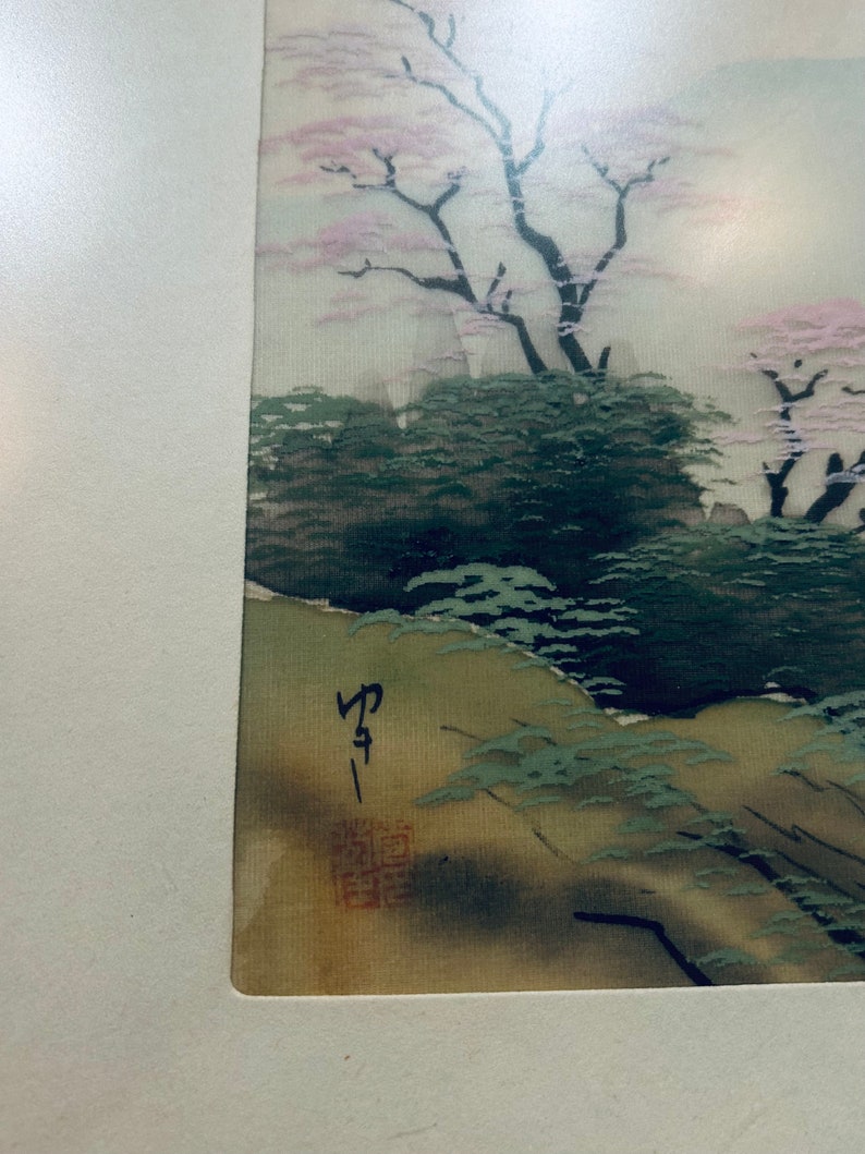 Vintage Japanese Hand Painted Watercolor on Silk 1981 Art - Etsy