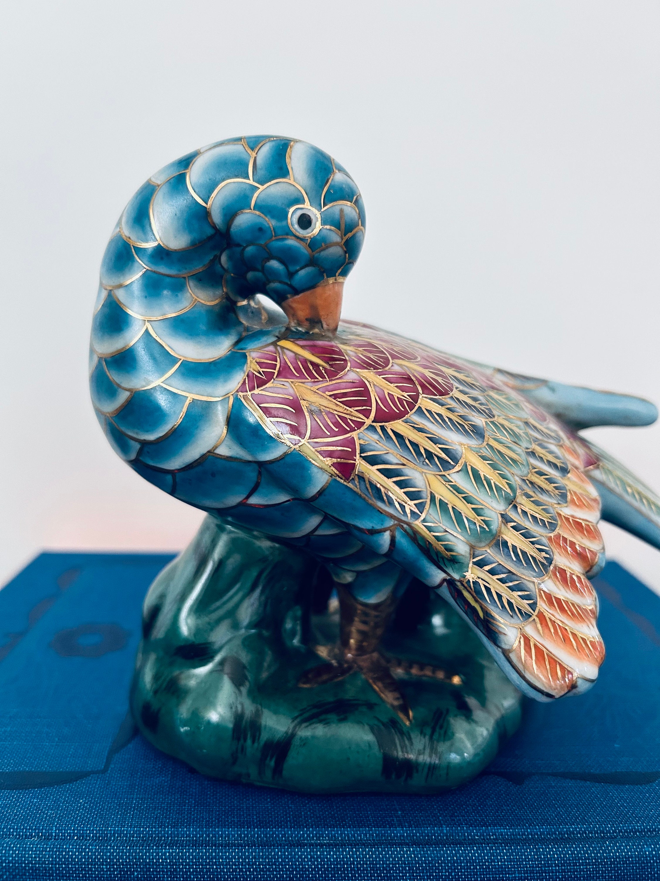 Vintage Chinoiserie Bird Sculpture Figure Handpainted - Etsy