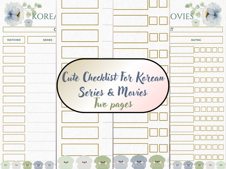 Cute Checklist for Korean Series & Movies - Etsy